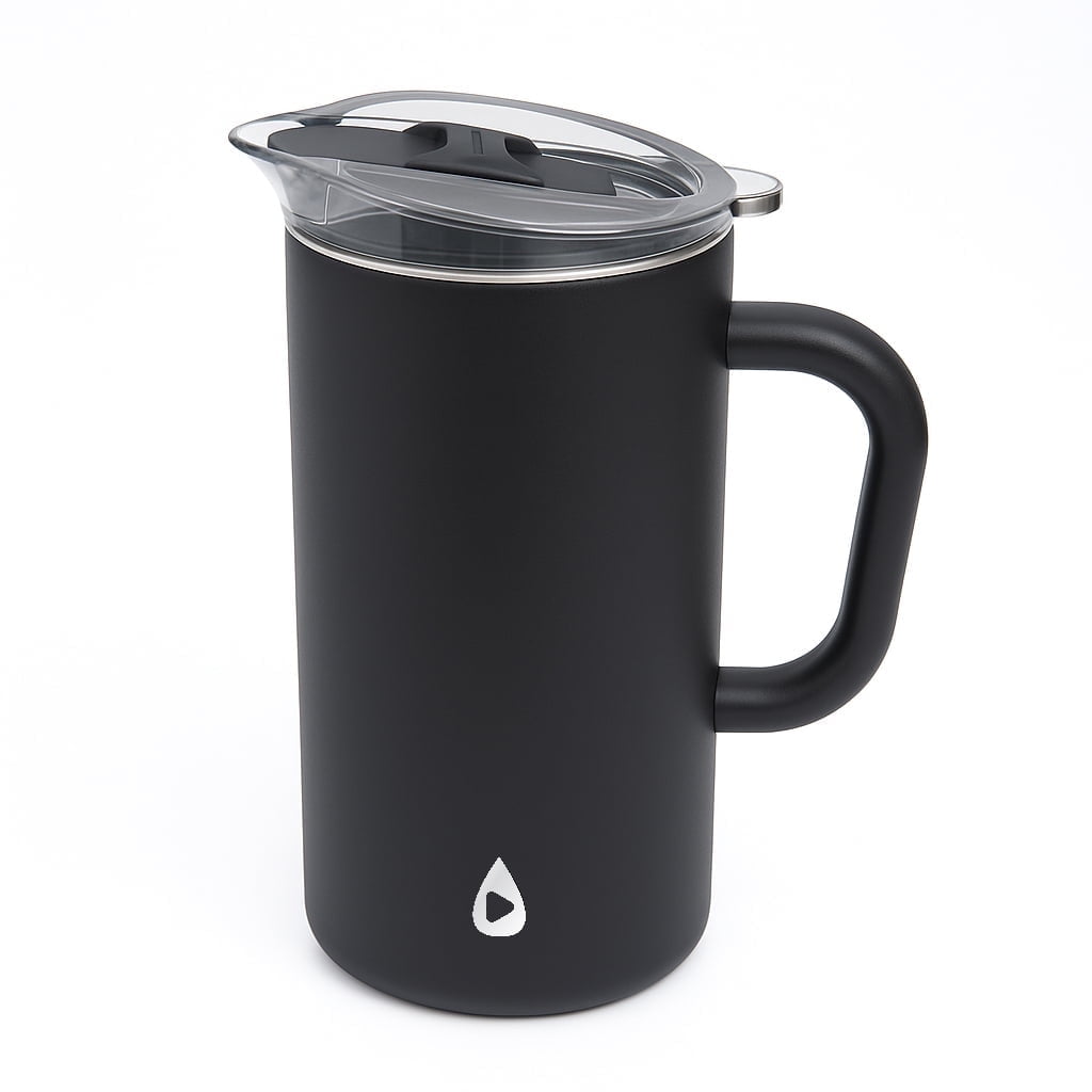 Stainless Steel Insulated Pitcher With Lid - 67oz Double Walled Vacuum ...