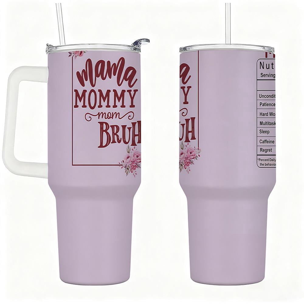 Stainless Steel Insulated Tumbler with Handle, Lid and Straw, Mama ...