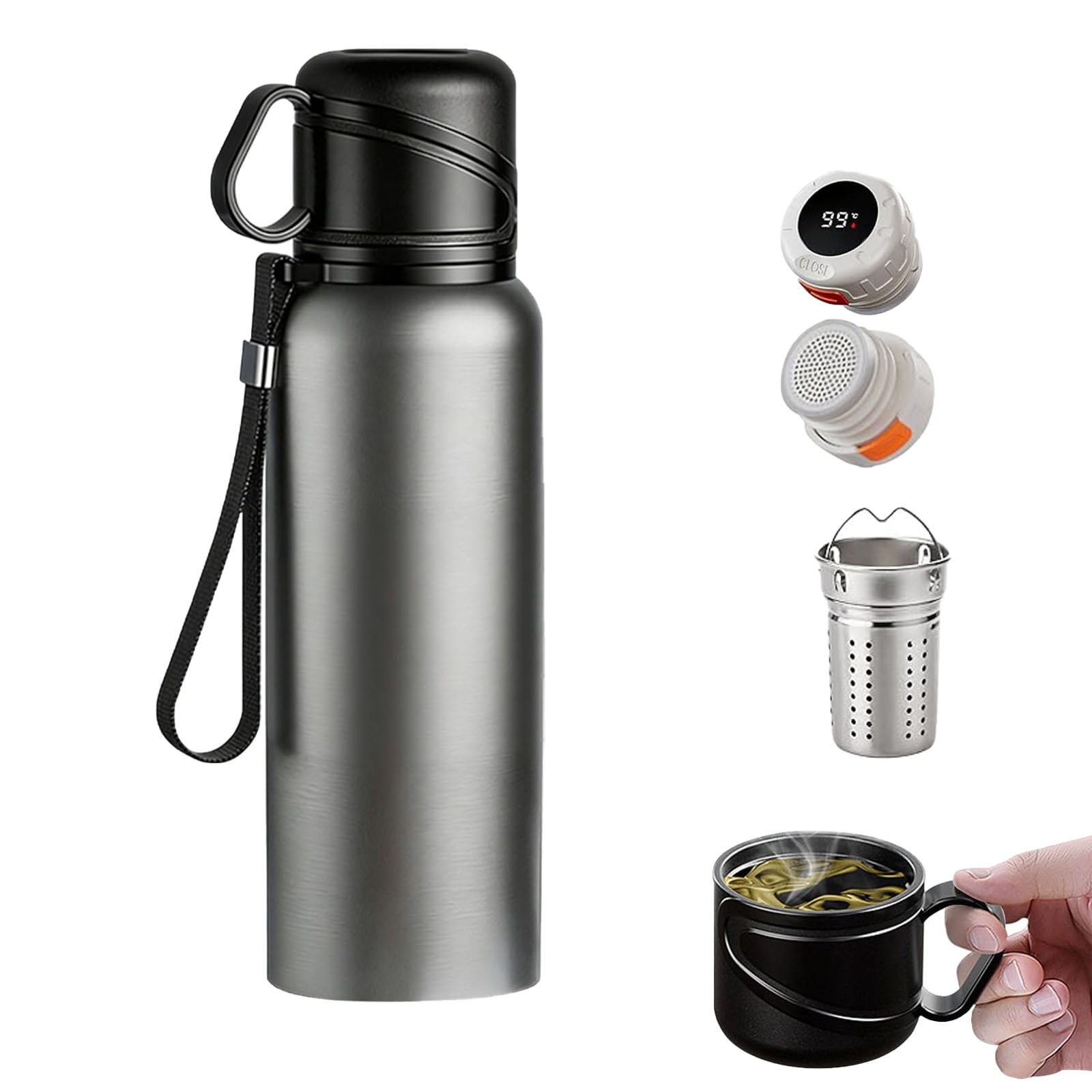 Stainless Steel Insulated Water Bottle with Tea Infuser and Digital ...