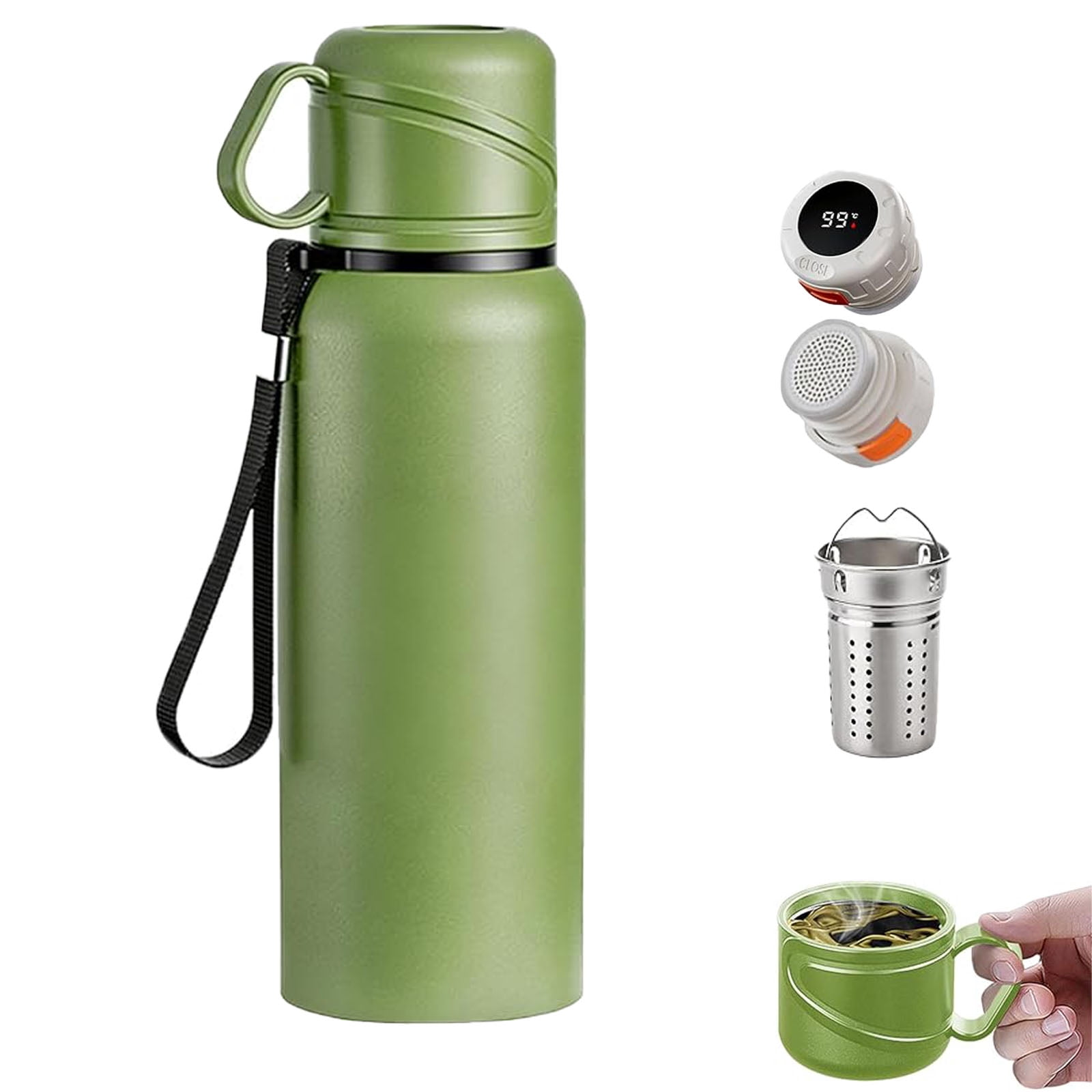 Stainless Steel Insulated Water Bottle with Tea Infuser and Digital ...