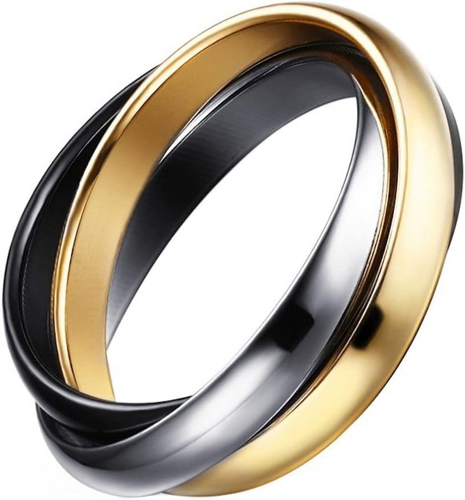 Stainless Steel Interlocked Rolling Ring Triple Band Stacking Cross ...