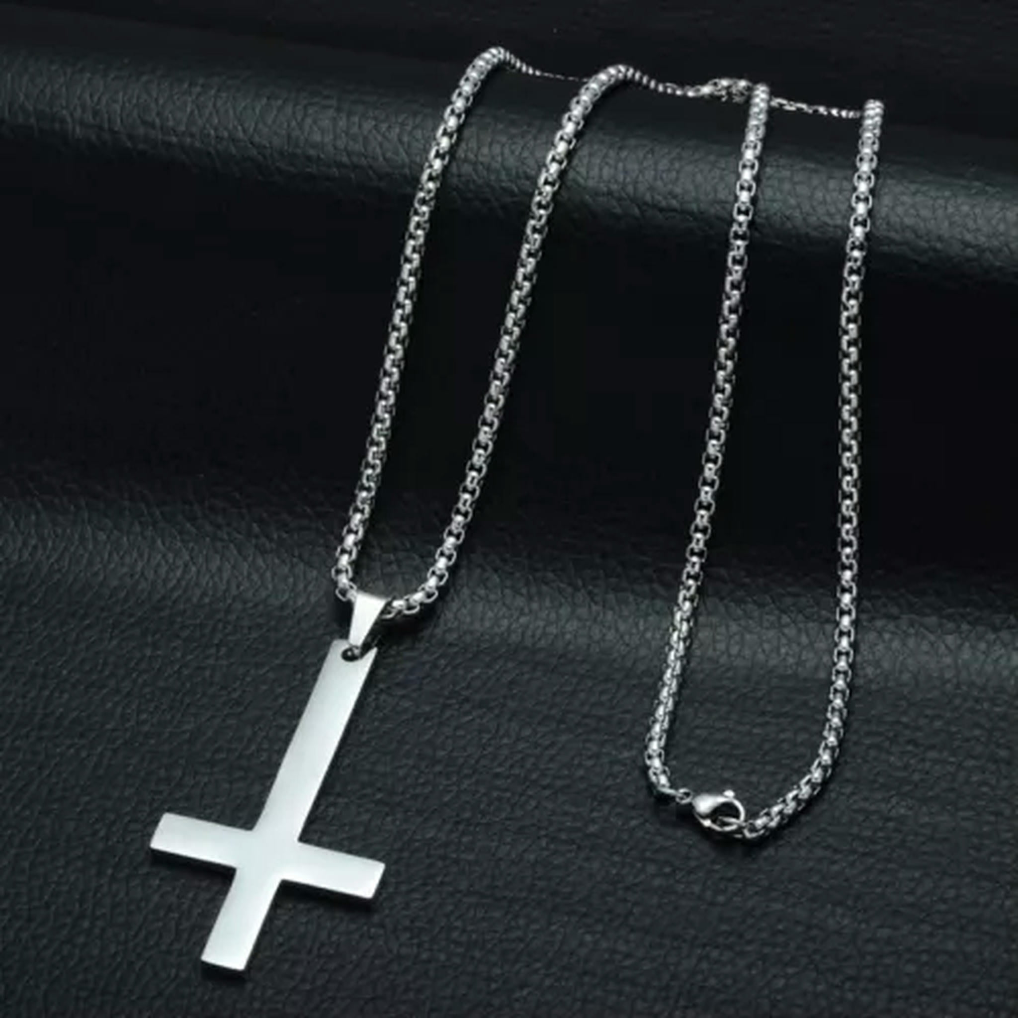 Stainless Steel Inverted Cross Pendant Necklace for Men Upside Down ...
