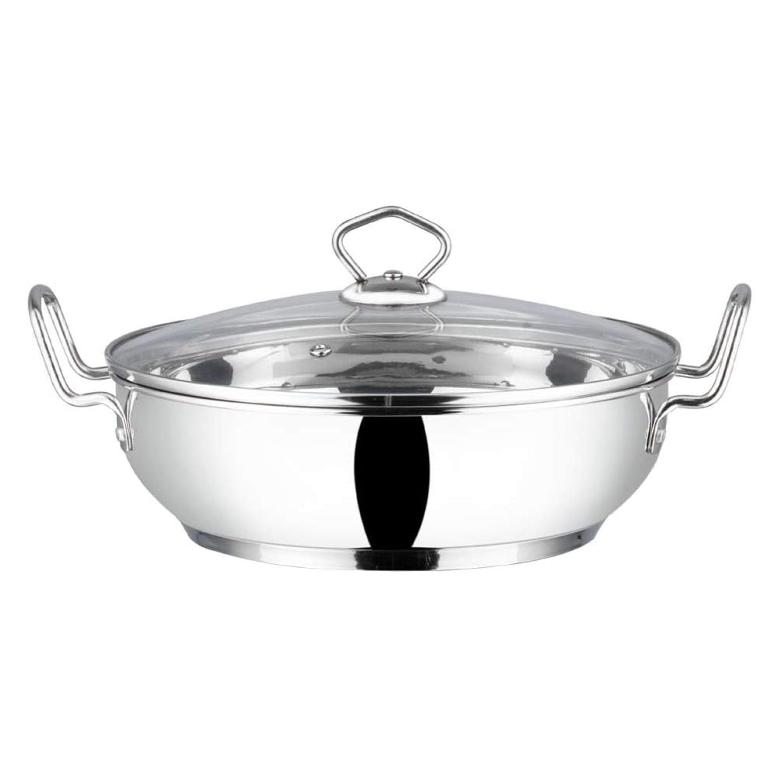 Stainless Steel Kadhai with Glass lid - Induction Friendly (18 cm/ 7 ...