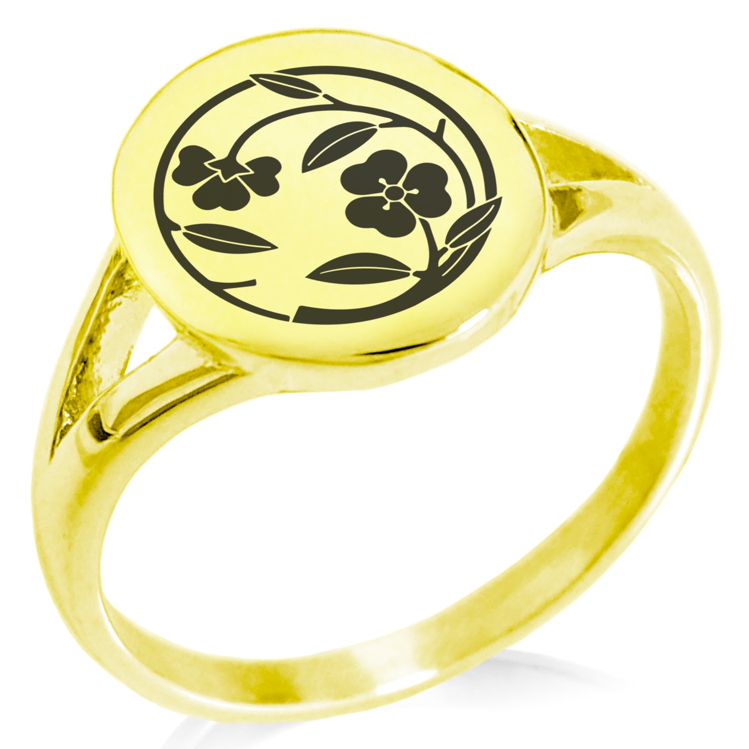 Stainless Steel Kawari Katabami Edamaru Kamon Crest Minimalist Oval Top ...