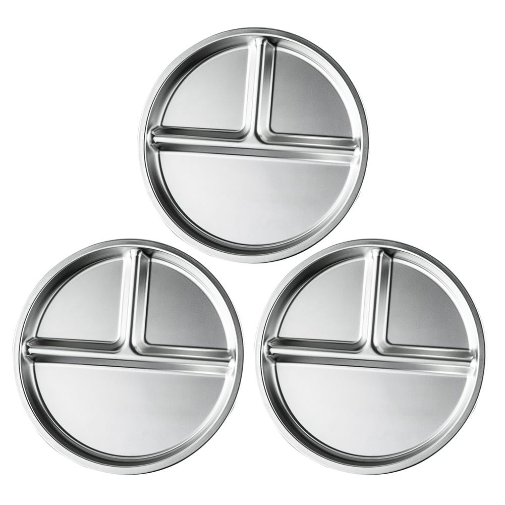 Stainless Steel Kids Plates, 3 Compartment Portion Control Plates ...