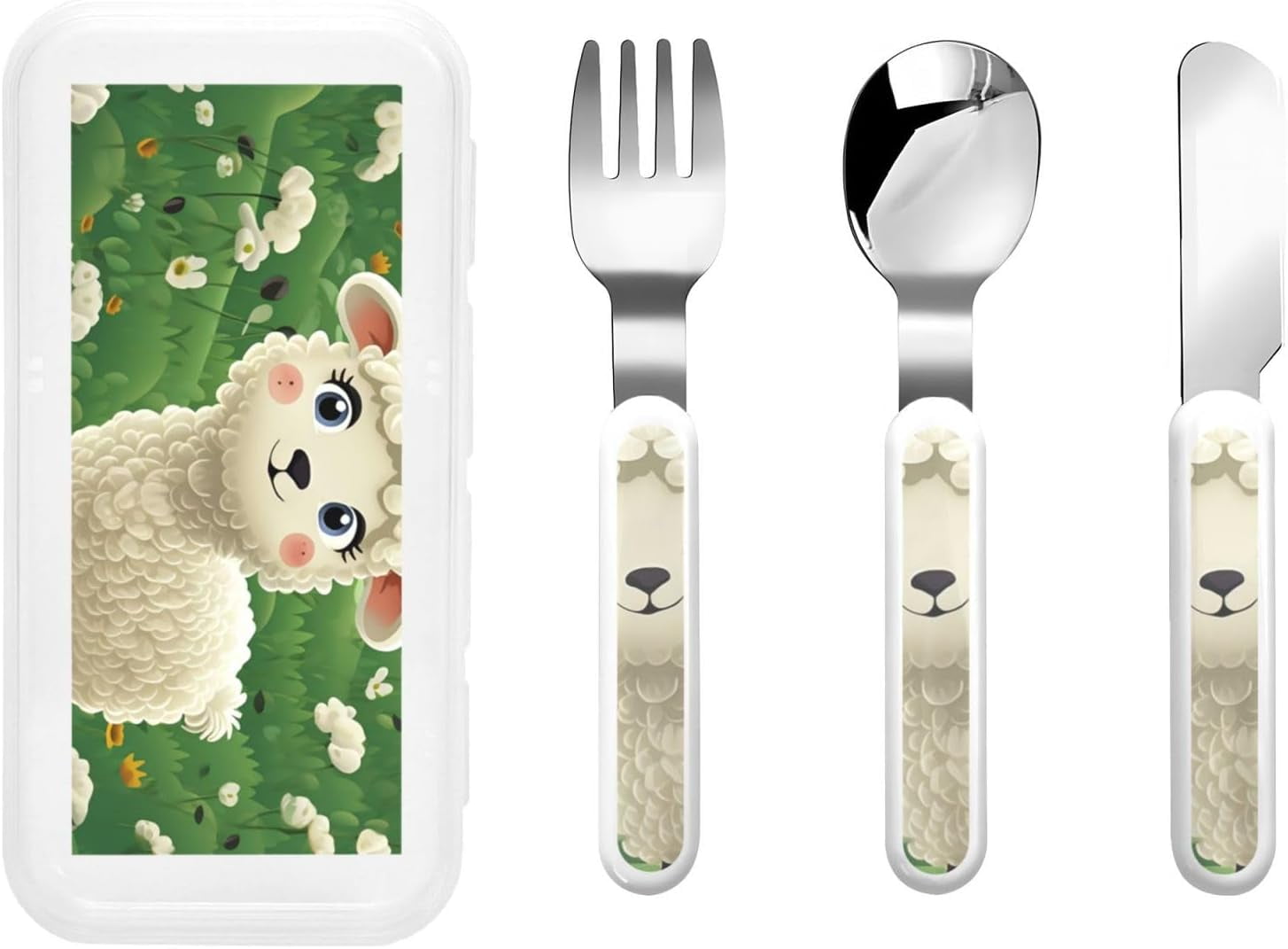 Stainless Steel Kids Silverware Set, Cute Cartoon Sheep Utensil Set ...