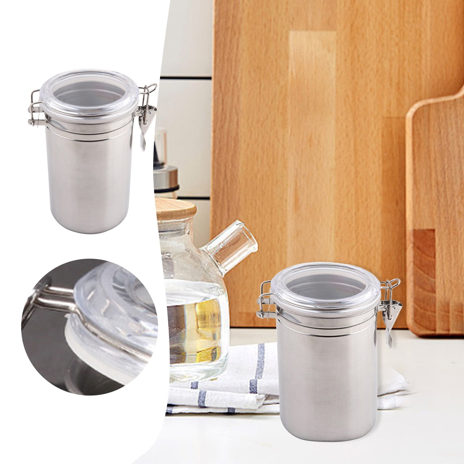 Stainless Steel Kitchen Canisters, Airtight Clamp Lid, Ideal for ...