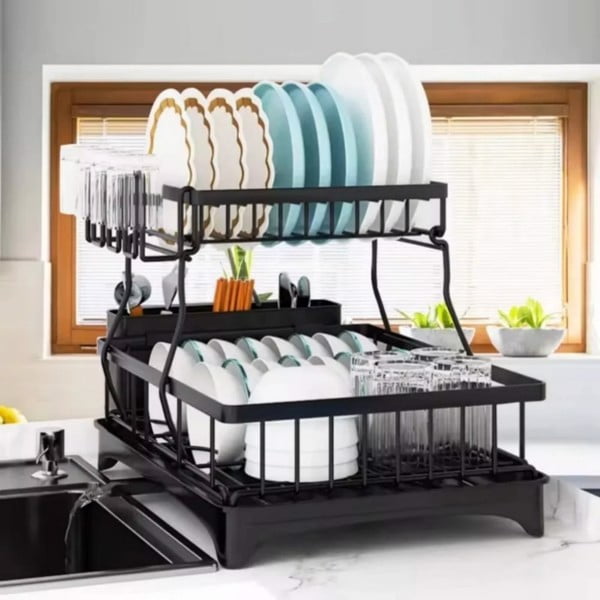 Stainless Steel Kitchen Counter Dish Rack with Drainboard & Detachable ...