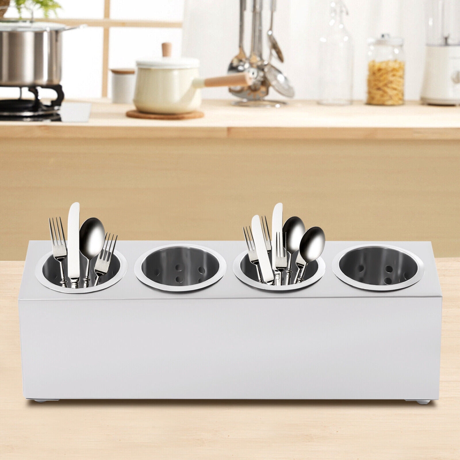 Mon Stainless Steel Kitchen Countertop Cylinder Flatware Organizer ...