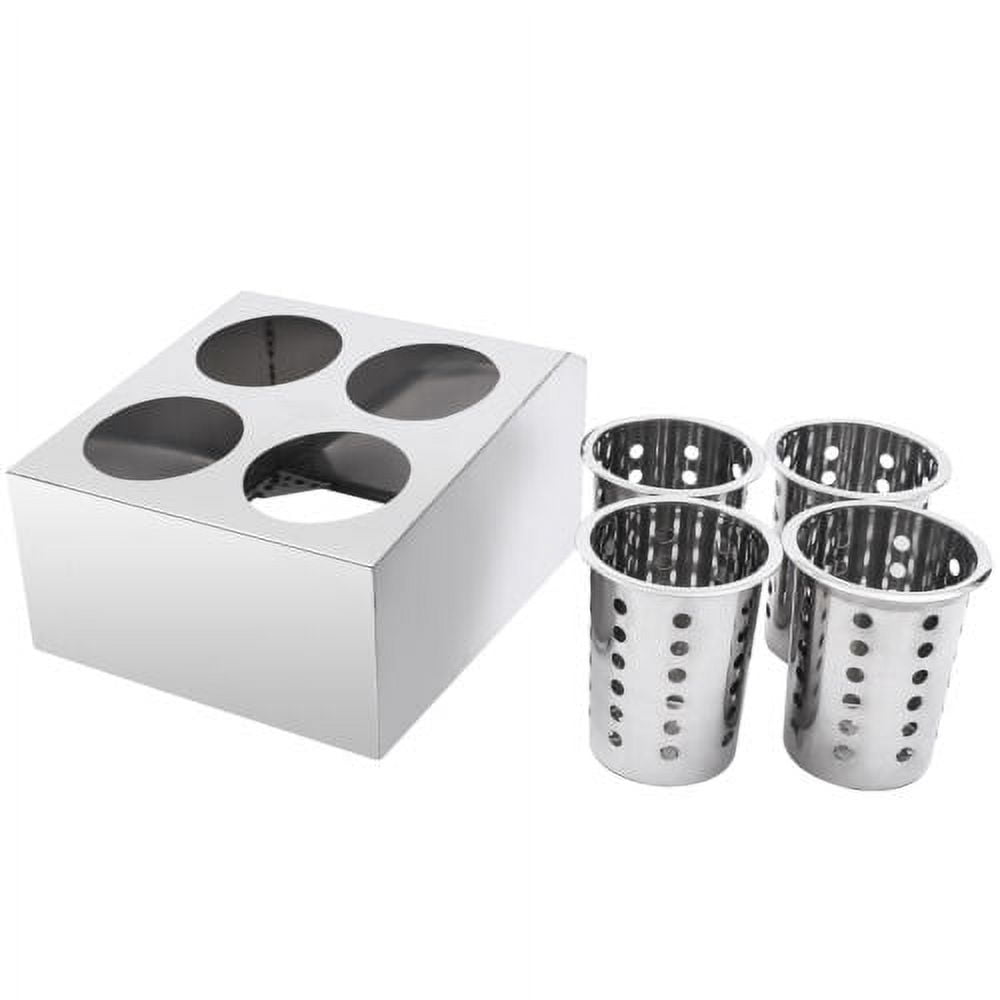 Stainless Steel Kitchen Cylinder Flatware Silverware Utensil Holder ...