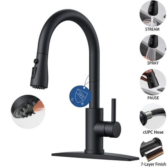 Kitchen Faucets with Soap Dispenser and Pull Down Sprayer, Bar High Arc ...
