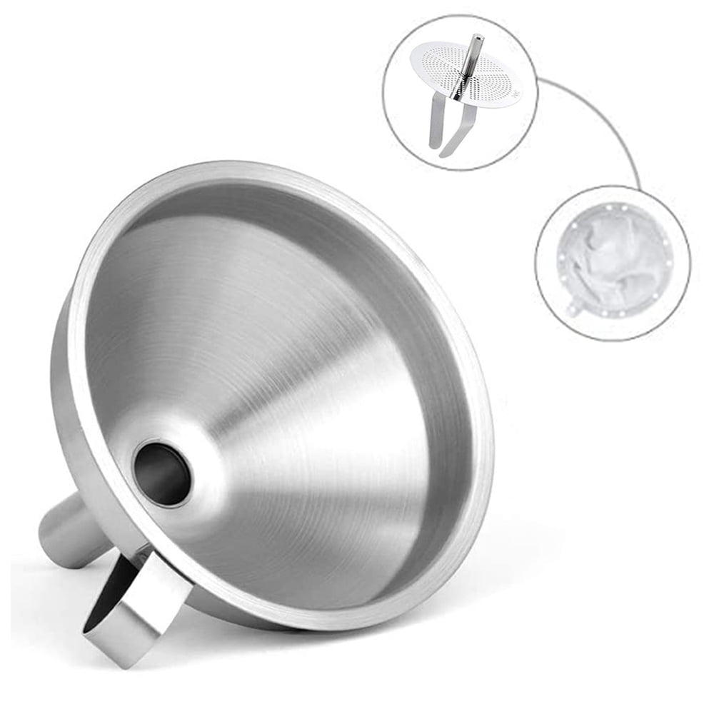 Stainless Steel Kitchen Funnel with Stainless Steel Strainer Filter and ...