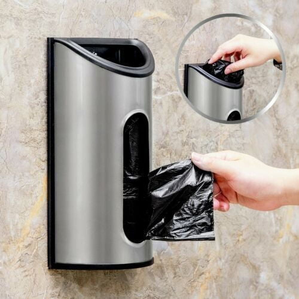 Stainless Steel Kitchen Grocery Plastic Bag Holder Dispenser Wall Mount ...
