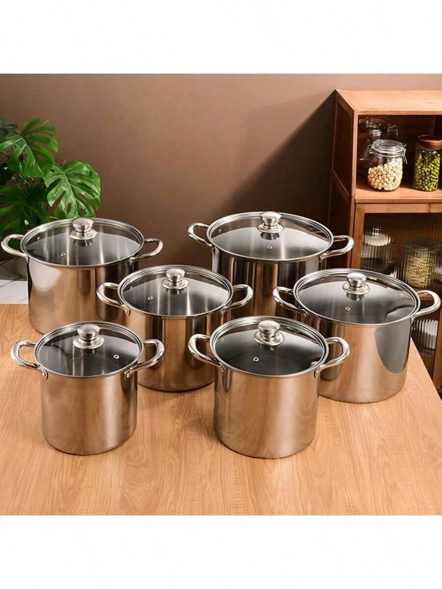 Stainless Steel Kitchen Induction Pot Cookware Set | 12-Piece ...