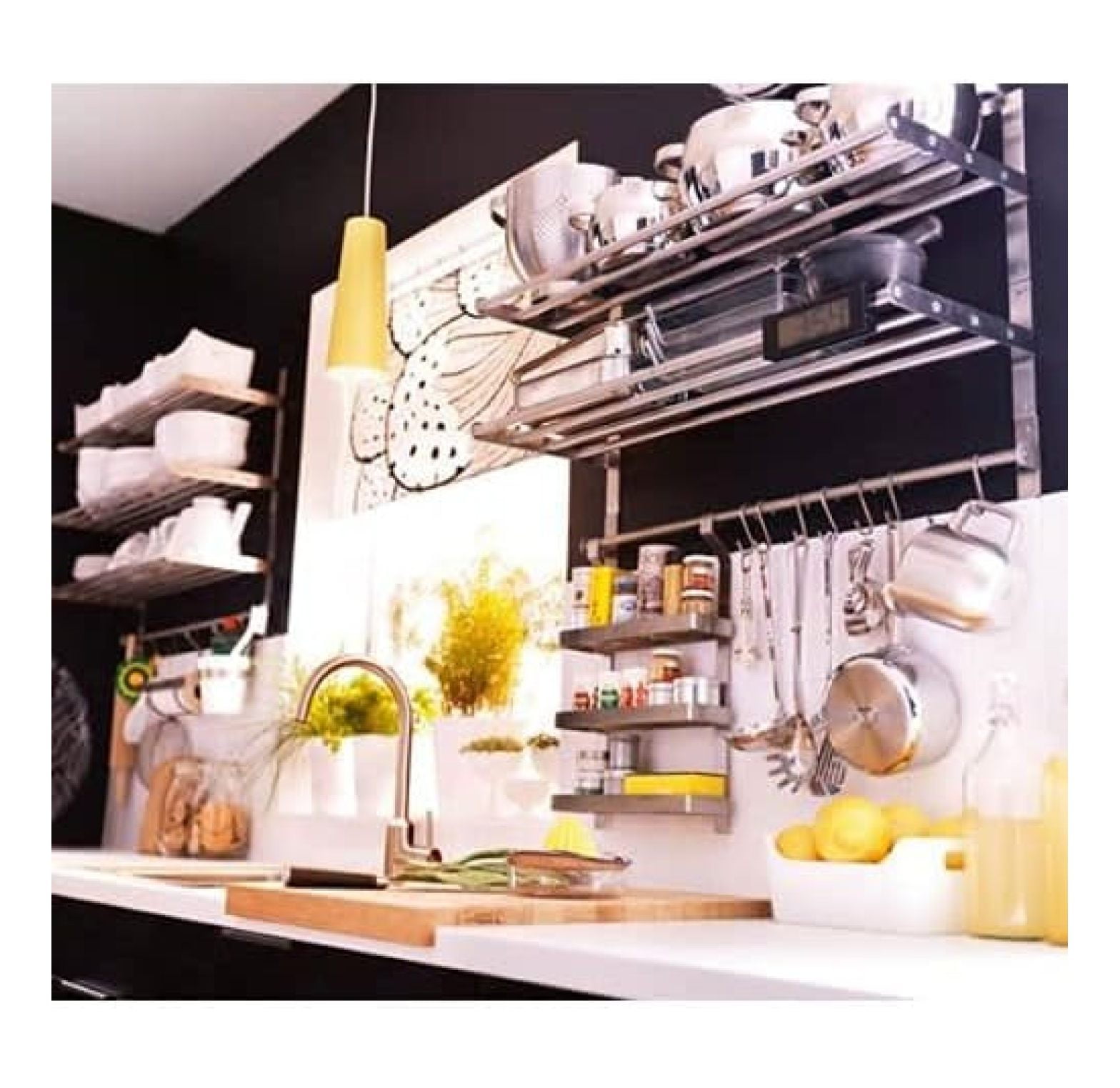 Stainless Steel Kitchen Organizer Set 31.5" for Hanging Pots and Pans ...