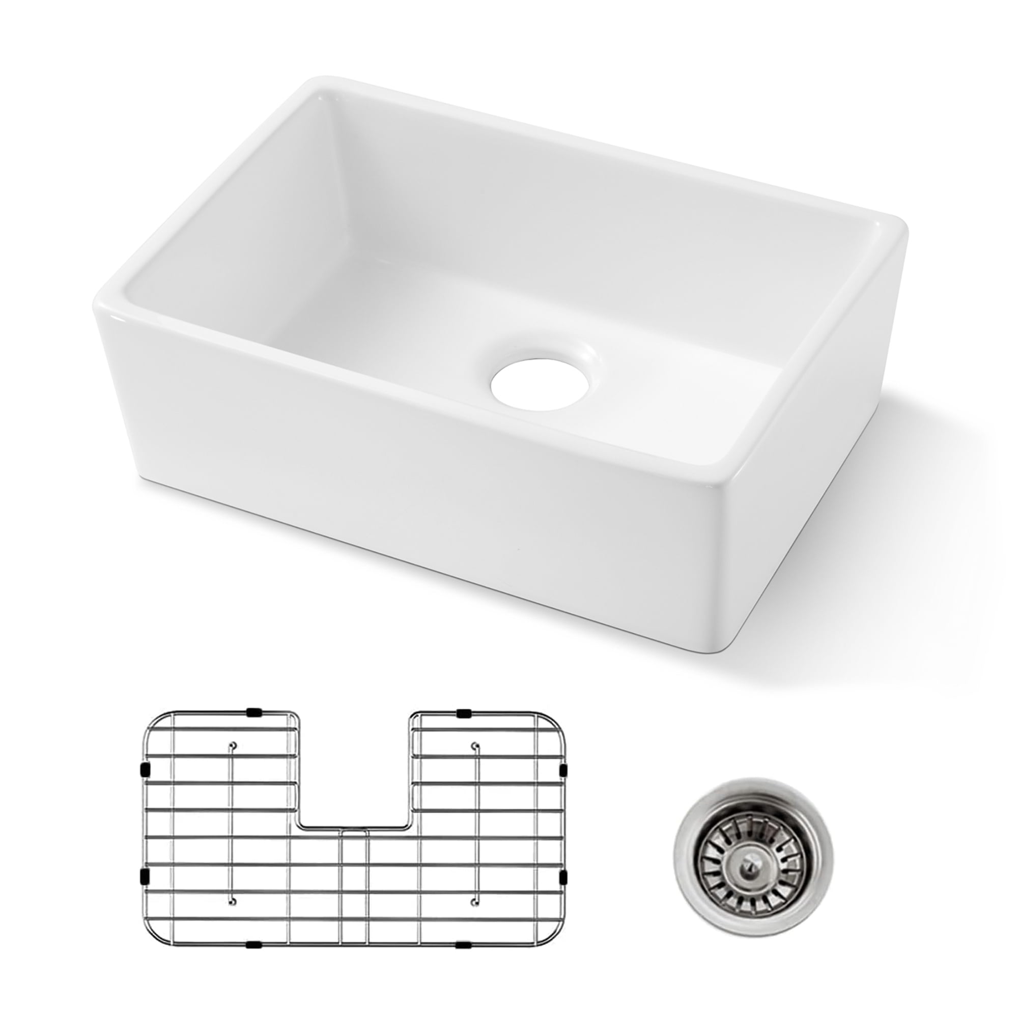 Stainless Steel Kitchen Sink 24 Inch White Fireclay Farmhouse Sink-24x ...