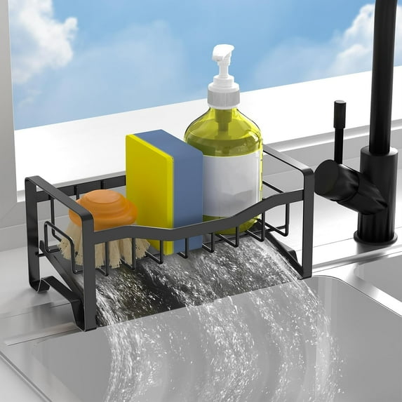 Stainless Steel Kitchen Sink Caddy Organizer with Auto Drain Tray ...