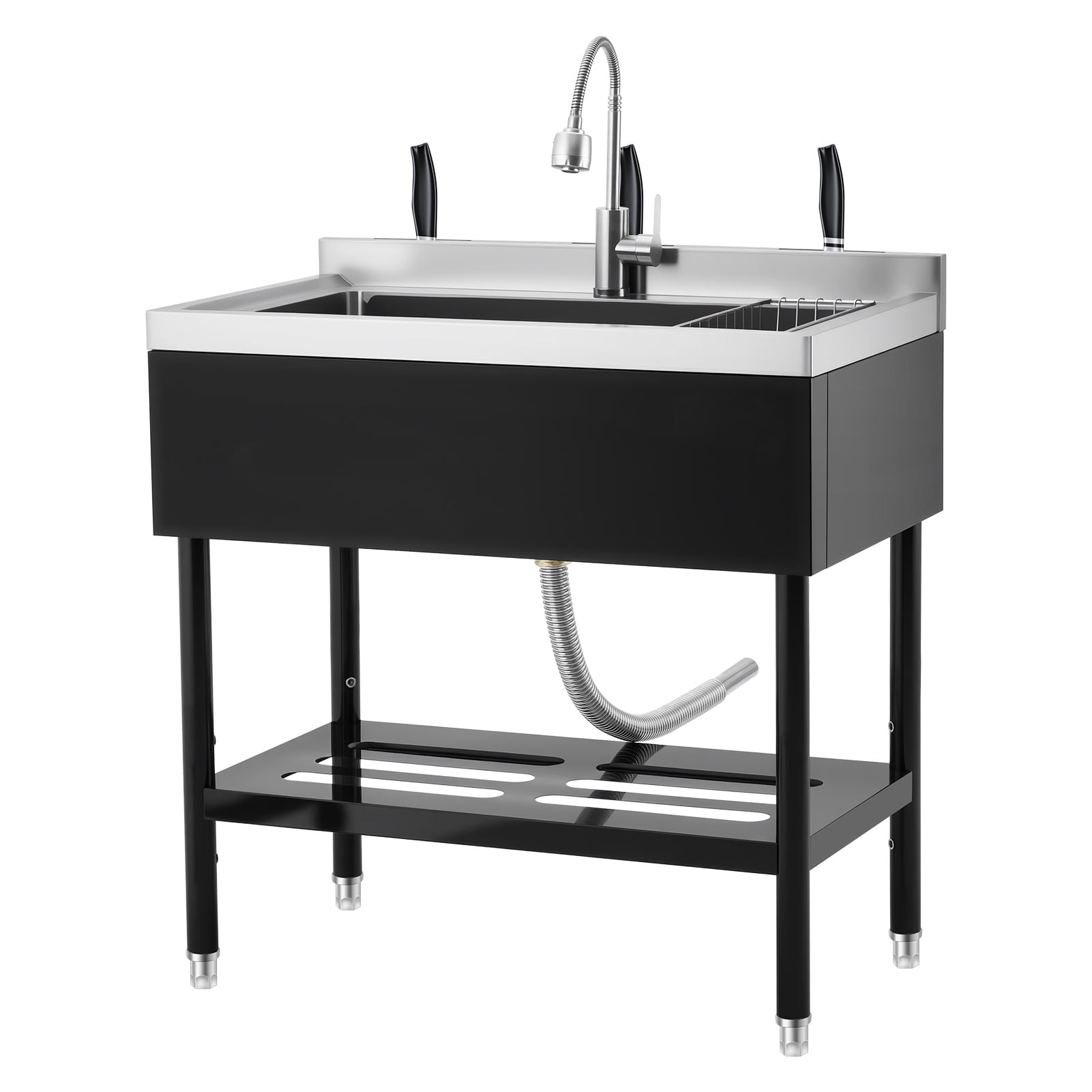 Stainless Steel Kitchen Sink,Free Standing Single Bowl Sink W ...