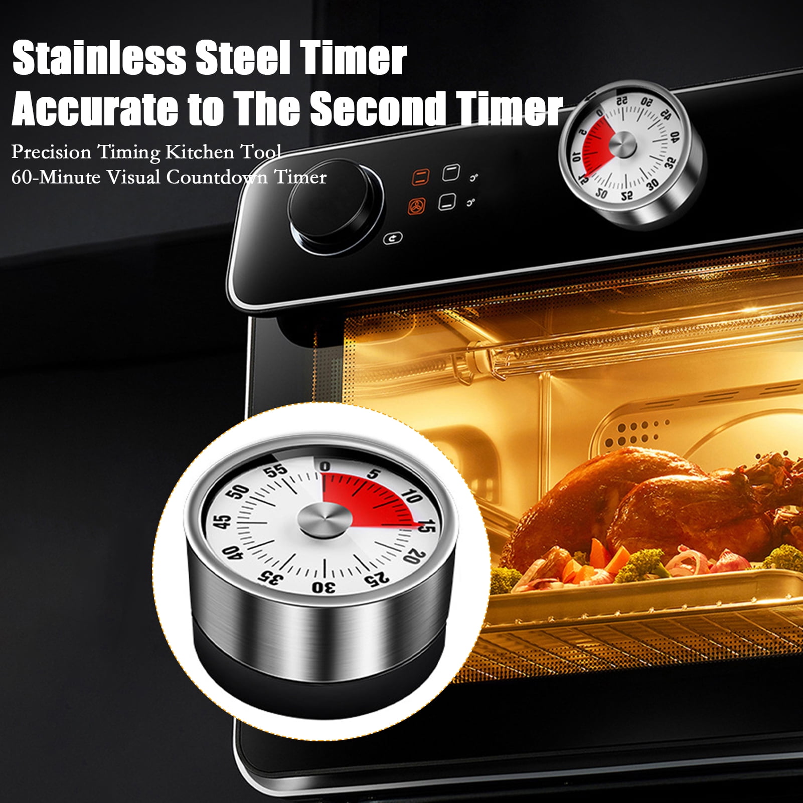Stainless Steel Kitchen Timer Ultra-Precise Timing Ergonomic Button ...