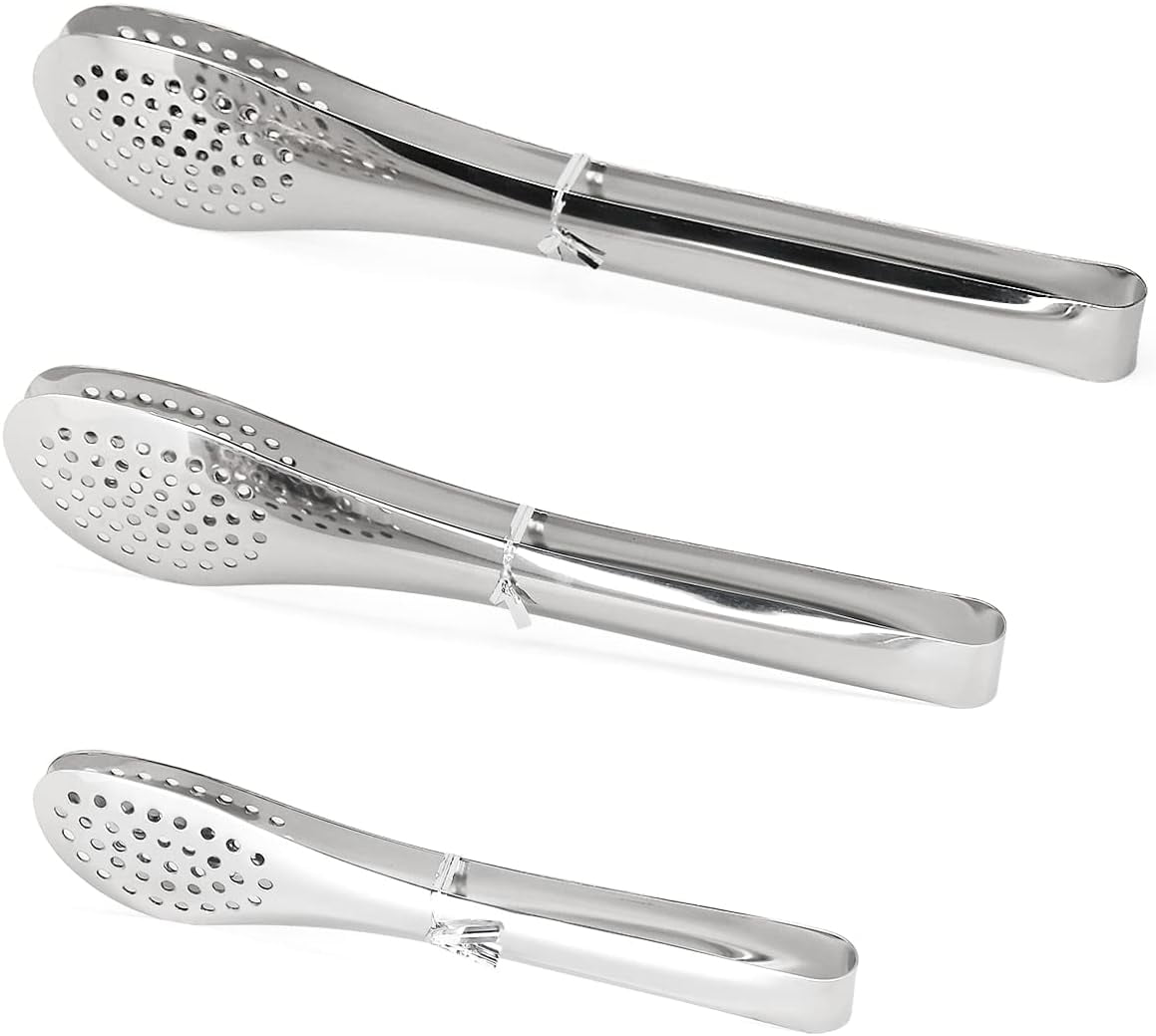 Stainless Steel Kitchen Tongs Salad Tongs BBQ Tongs Heavy Duty Serving ...