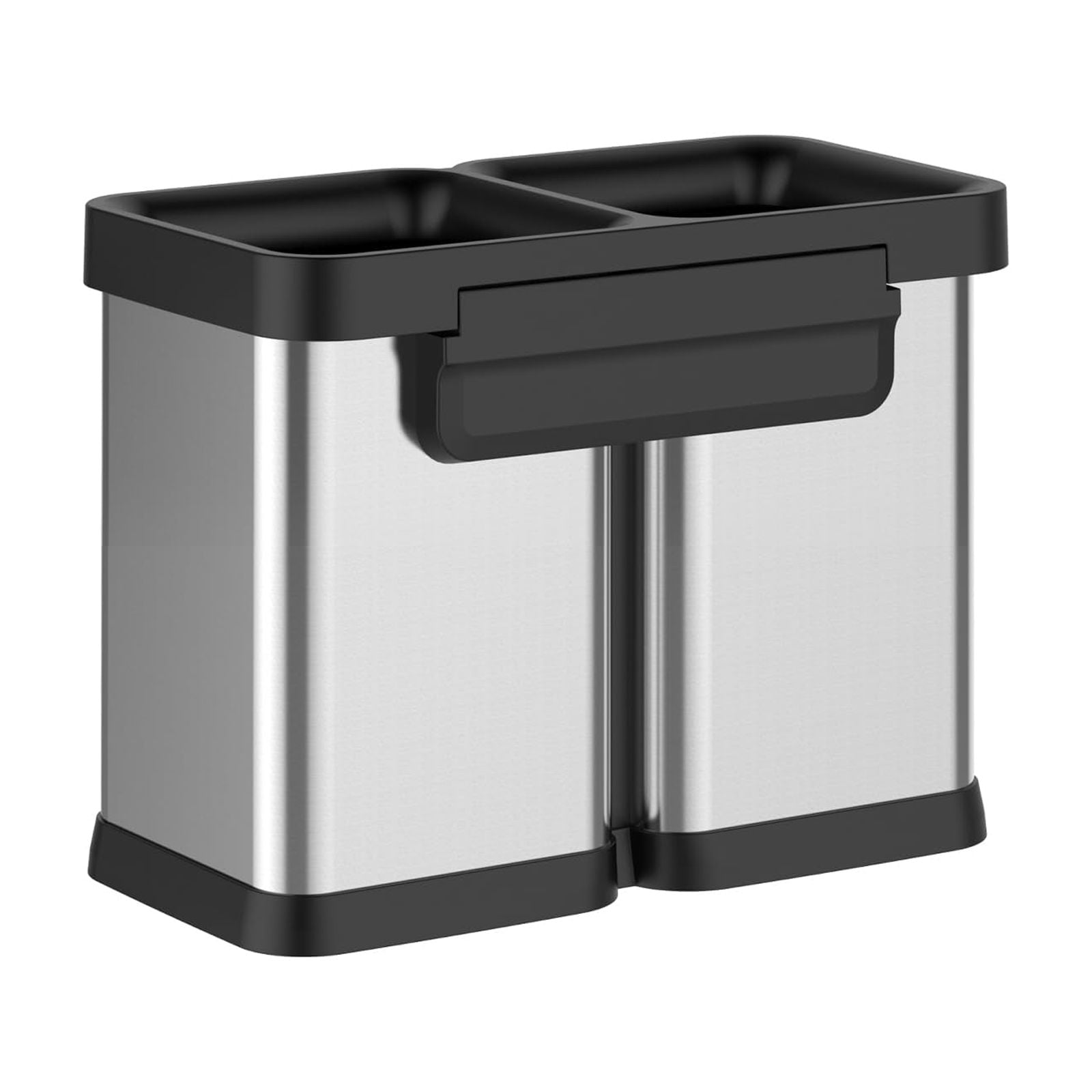 Stainless Steel Kitchen Trash Can, 10.6 Gallon (2 x 5.3 Gallon) Dual ...