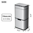 13 Gallon Stainless Steel Trash Can, Motion Sensor, 3 Compartment, Automatic Recycling Bin ...
