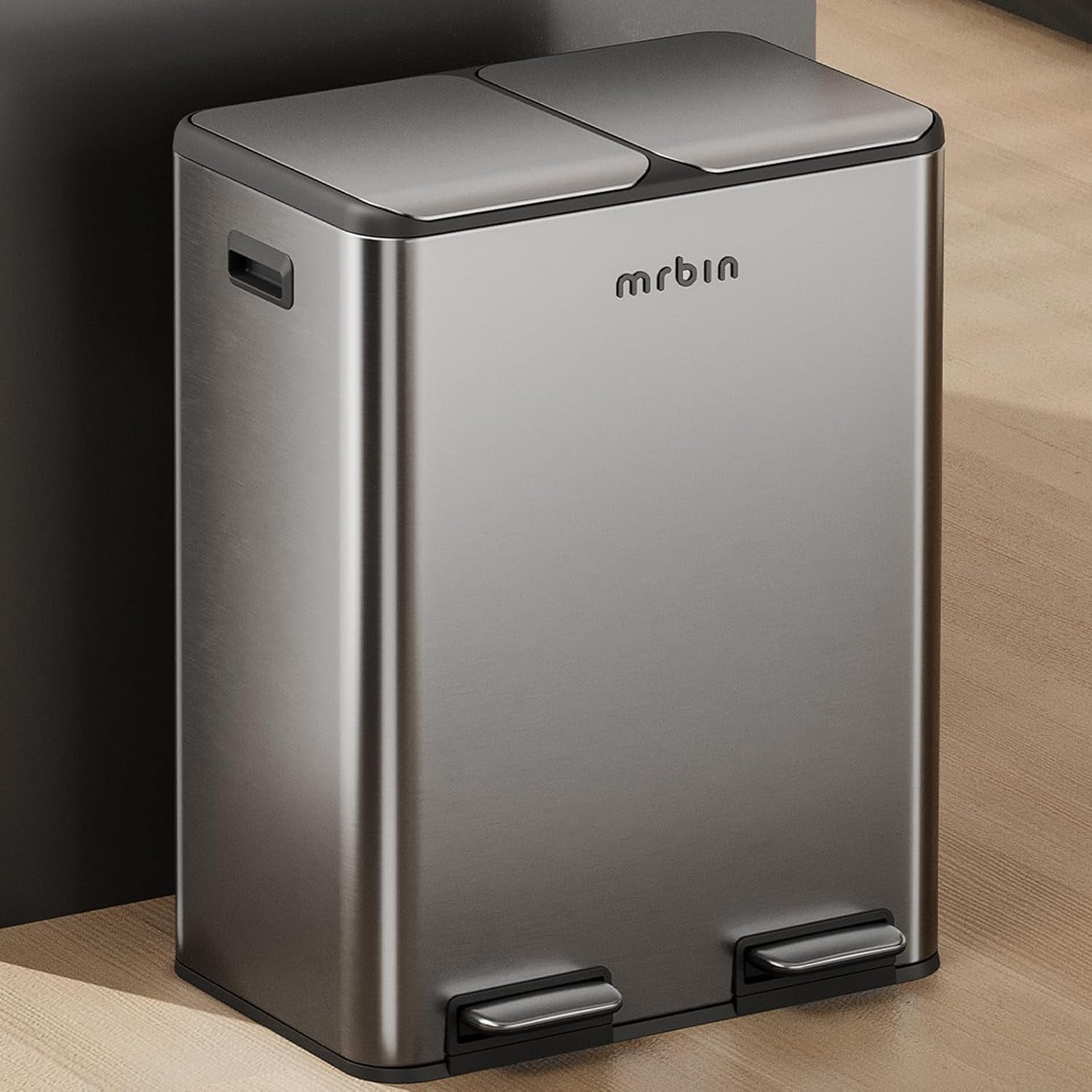 Stainless Steel Kitchen Trash Can, Commercial Office Garbage Can with ...