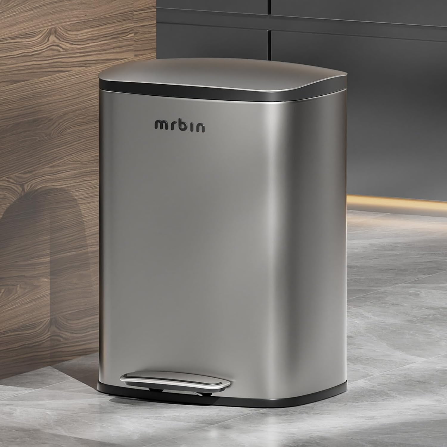 Stainless Steel Kitchen Trash Can with Lid, 13gal / 50L Step Tall ...