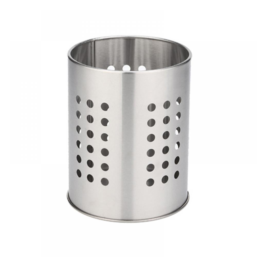 Stainless Steel Kitchen Utensil Holder Flatware Cylinder Silverware ...
