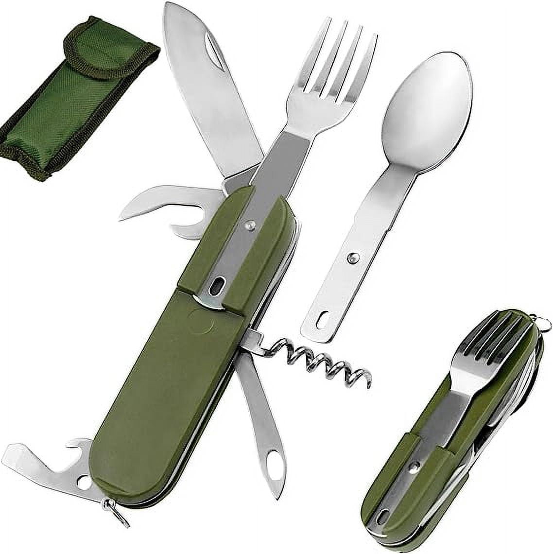 Stainless Steel Kitchen Utensil Set 7-in-1 Folding Tableware (Fork ...