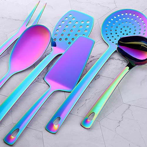 Stainless Steel Kitchen Utensil Set, BuyGo 12-Piece Rainbow Cooking ...