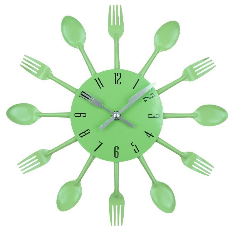 Stainless Steel Kitchen Utensils Clock - Kitchen Cutlery Wall Clock ...