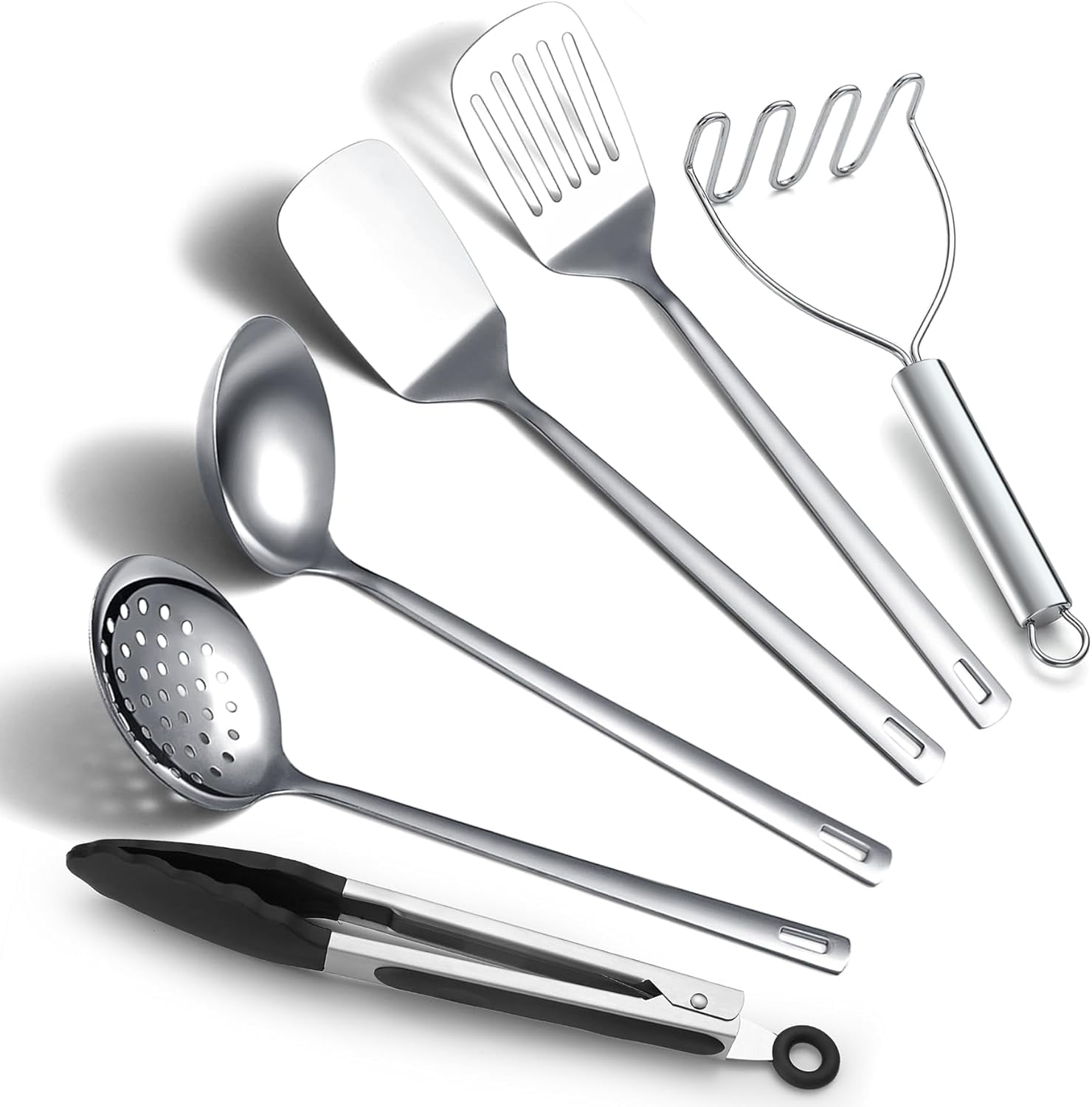 Stainless Steel Kitchen Utensils Set 6 Pieces, Cooking Utensil Set ...