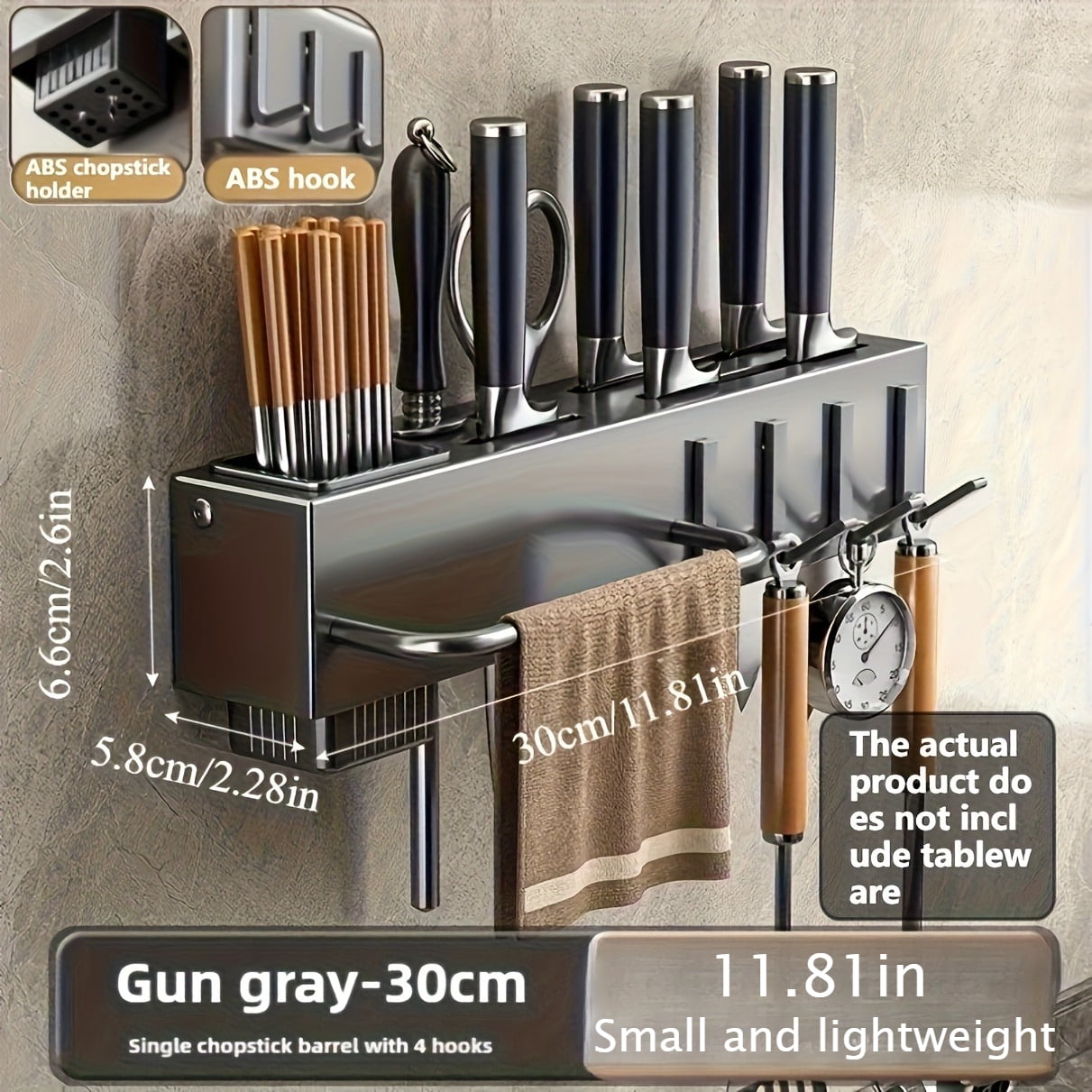 Stainless Steel Kitchen Wall Organizer – Multi-Function Utensil Rack ...