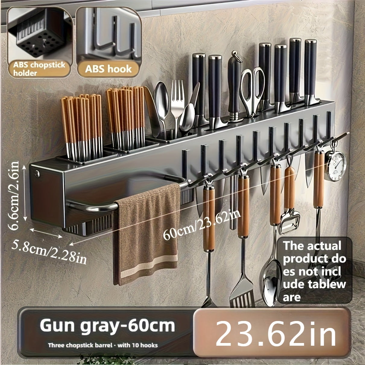Stainless Steel Kitchen Wall Organizer – Multi-Function Utensil Rack ...