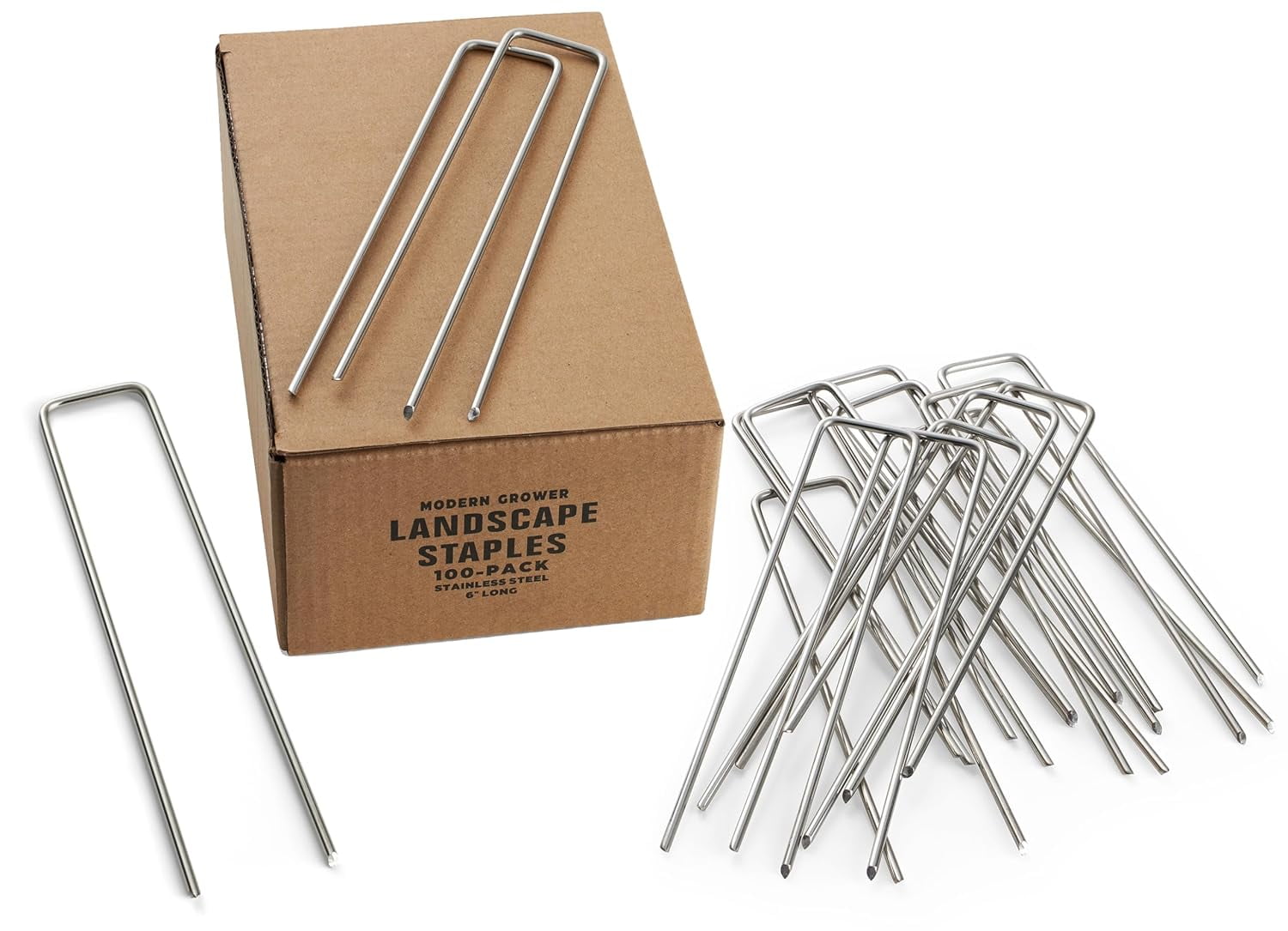 Stainless Steel Landscape Garden Staples Pins, 6-inch, 11 Gauge, Unlike ...