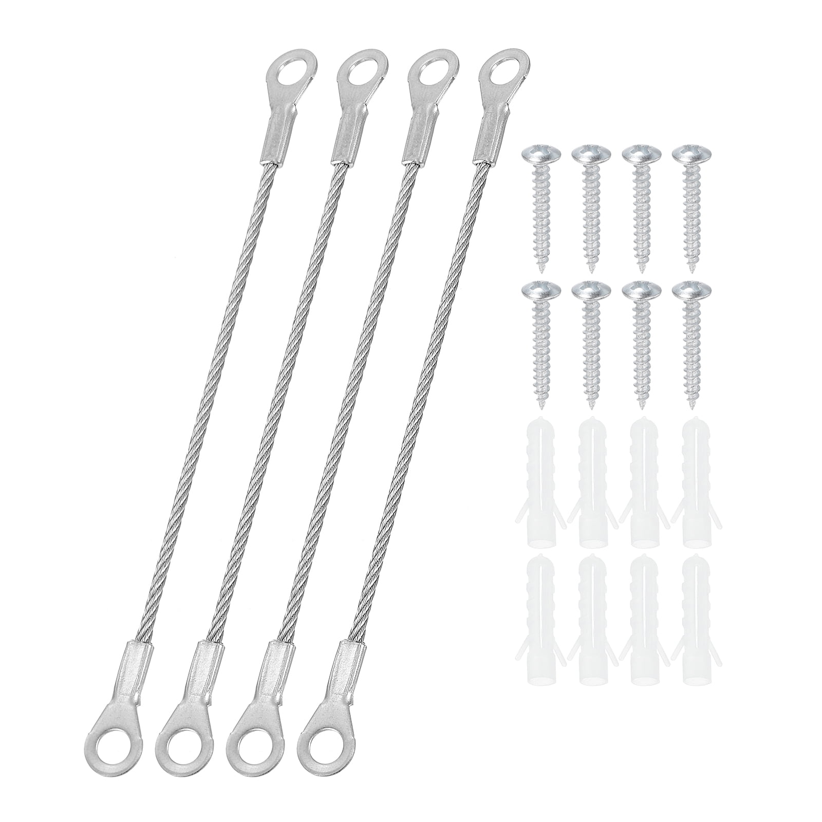 Stainless Steel Lanyard Cable with Eyelets 0.08" x 4" 2mm x 10cm Lock ...