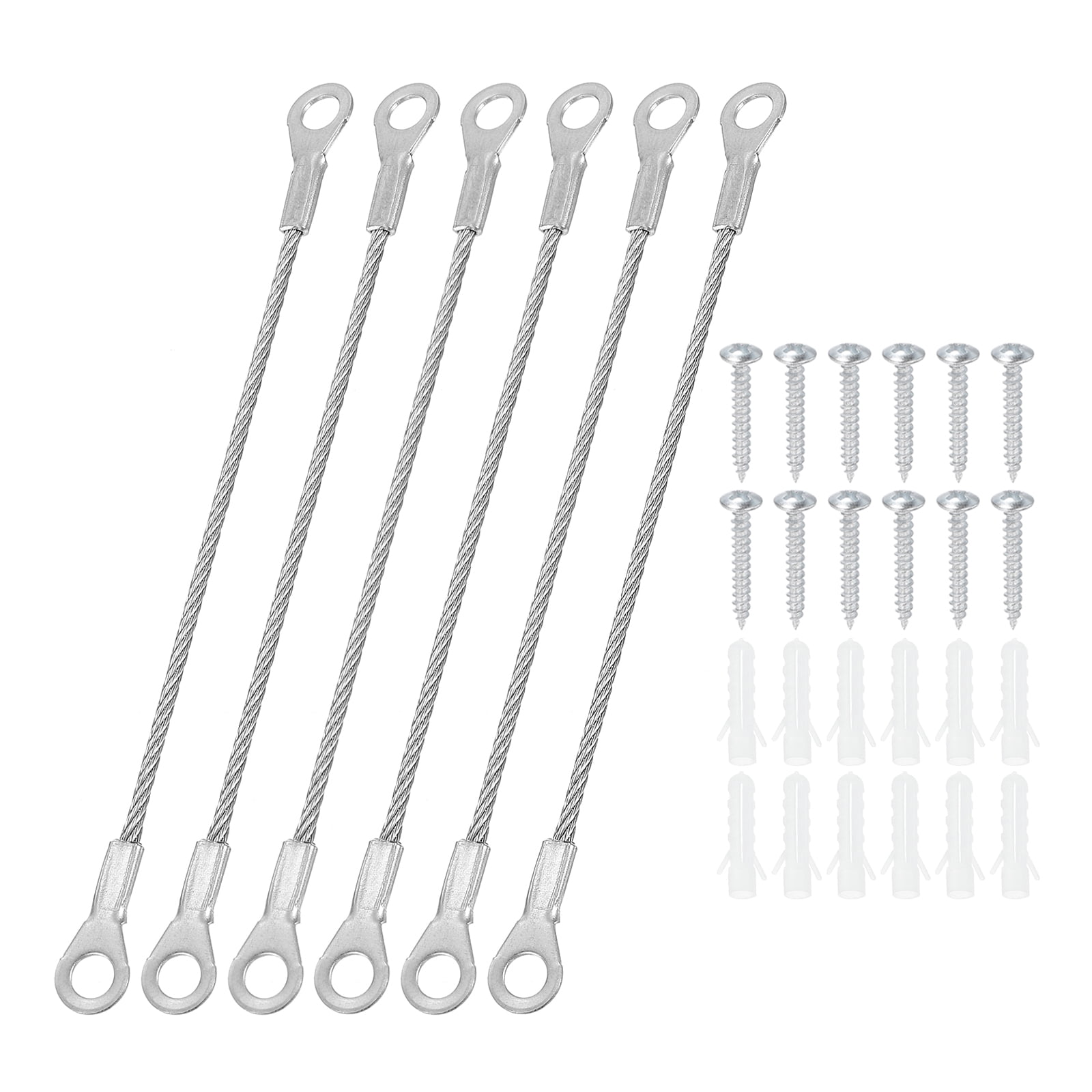 Stainless Steel Lanyard Cable with Eyelets 0.08" x 4" 2mm x 10cm Lock ...