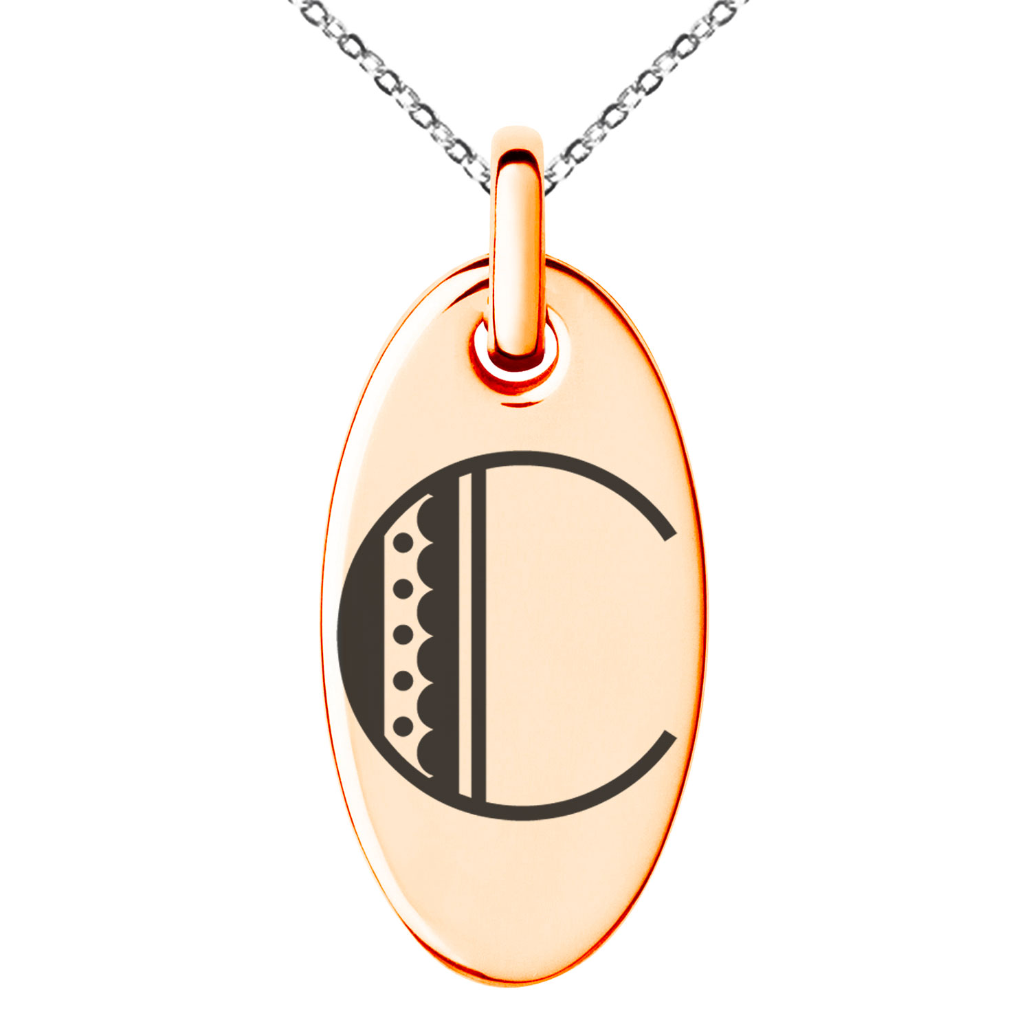 Stainless Steel Letter C Initial Metro Retro Monogram Engraved Small ...