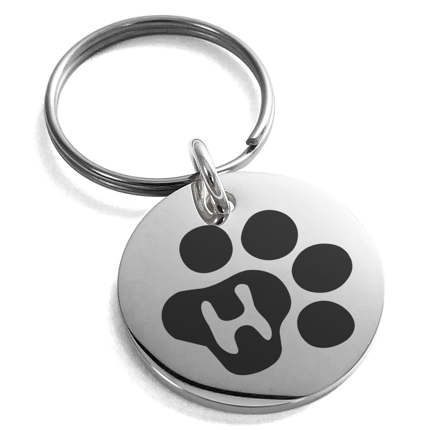 Stainless Steel Letter H Initial Cat Dog Paws Monogram Engraved Small ...