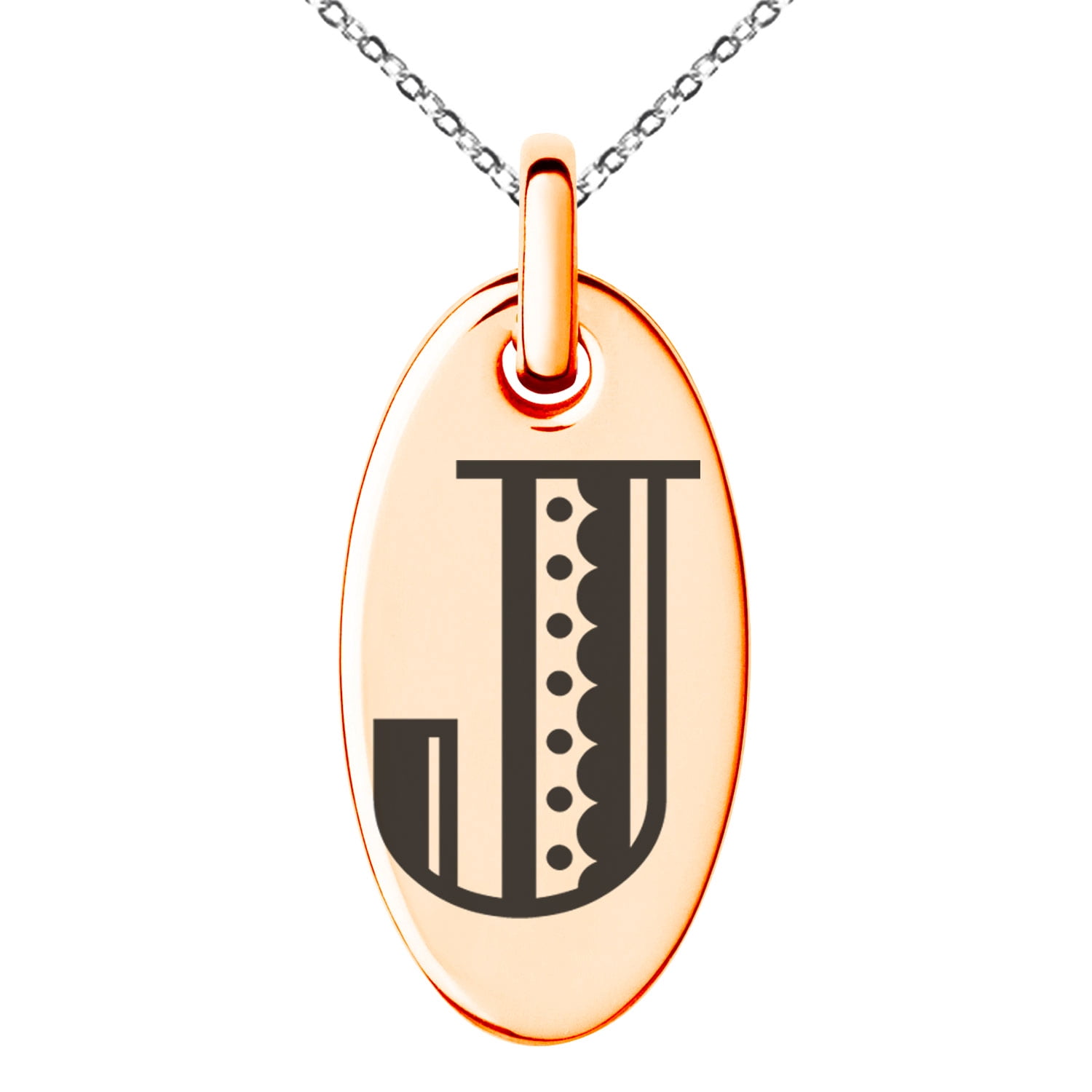 Tioneer Stainless Steel Letter J Initial Metro Retro Monogram Engraved ...