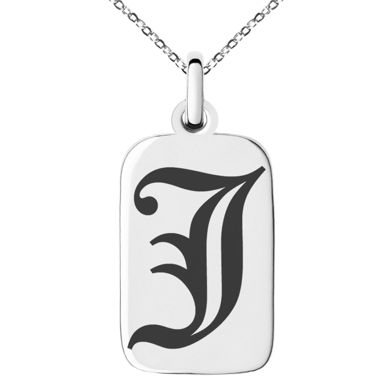 Tioneer Stainless Steel Letter J Initial Old English Monogram Engraved ...