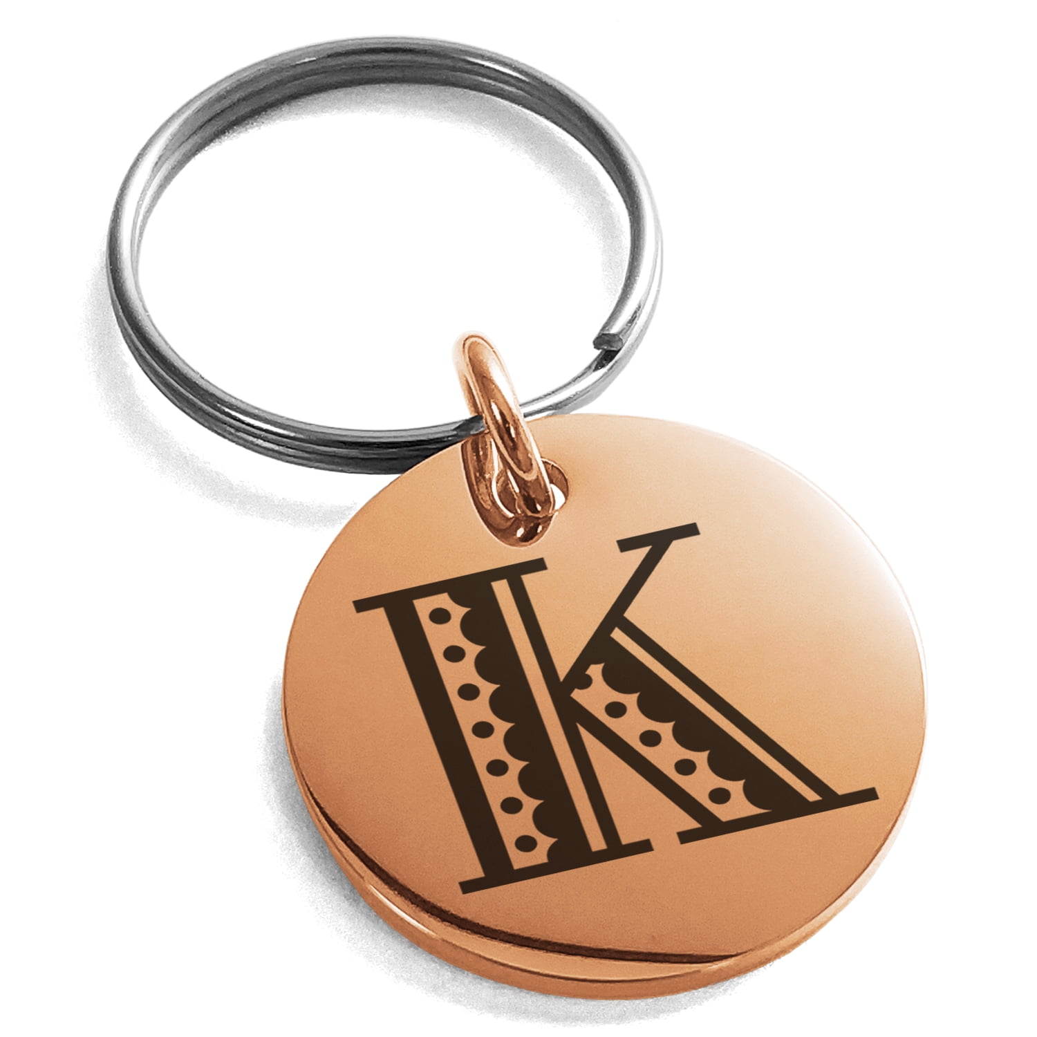 Stainless Steel Letter K Initial Metro Retro Monogram Engraved Small ...
