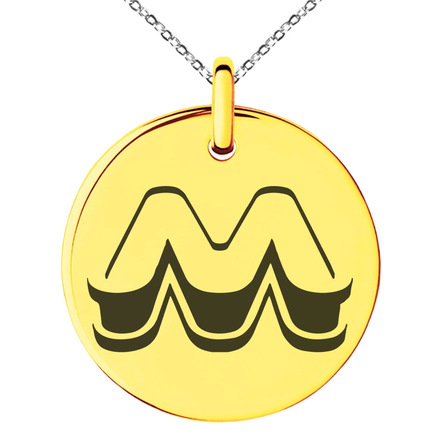 Stainless Steel Letter M Initial 3D Monogram Engraved Small Medallion ...