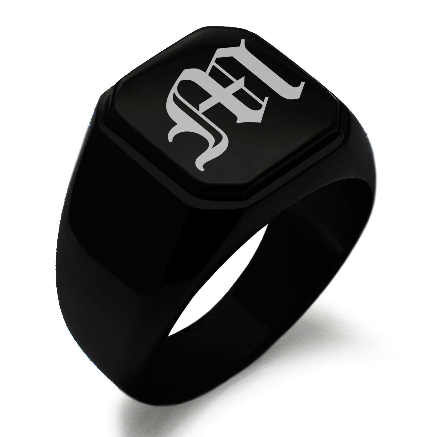 Stainless Steel Letter M Initial Old English Monogram Engraved Engraved ...