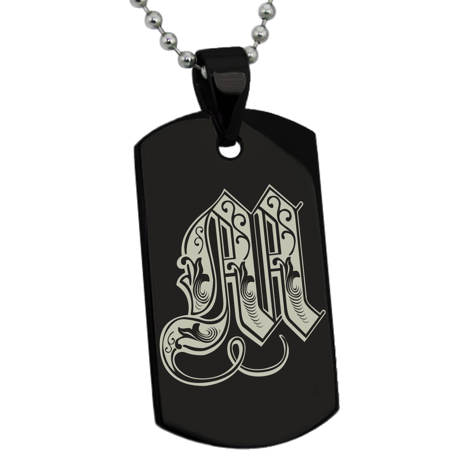Tioneer Stainless Steel Letter M Initial Royal Monogram Engraved ...