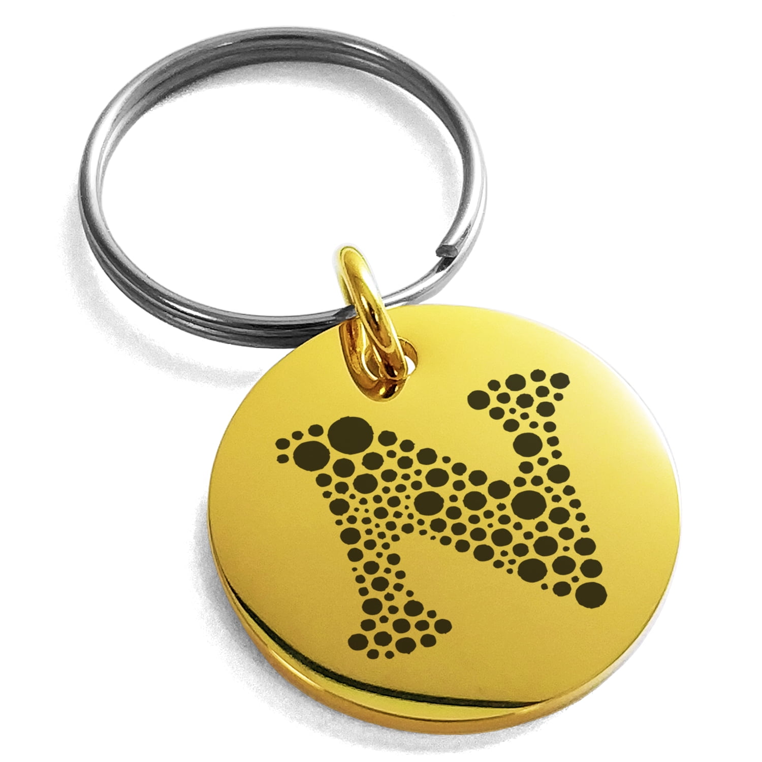 Stainless Steel Letter N Initial Dotted Monogram Engraved Small ...