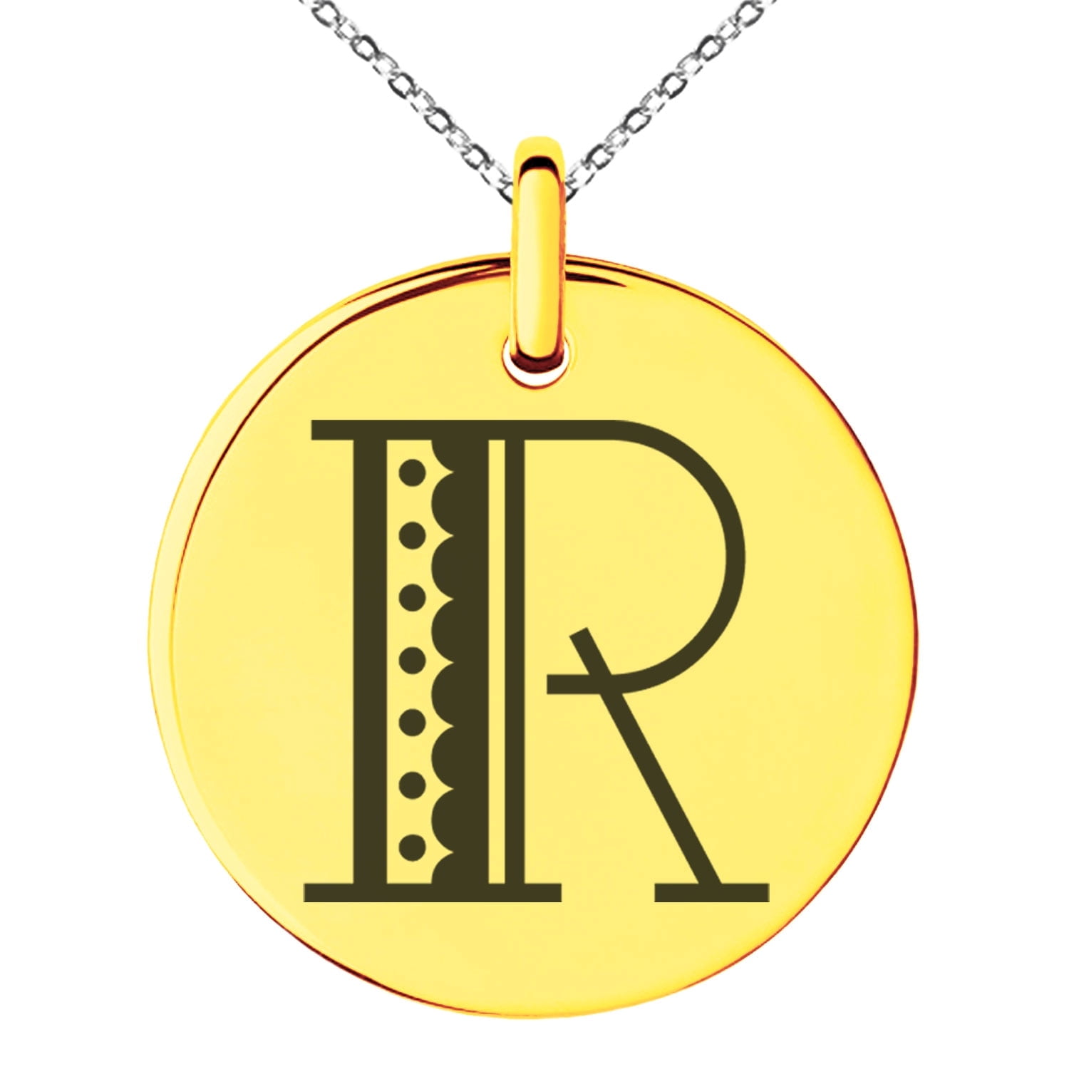 Tioneer Stainless Steel Letter R Initial Metro Retro Monogram Engraved ...