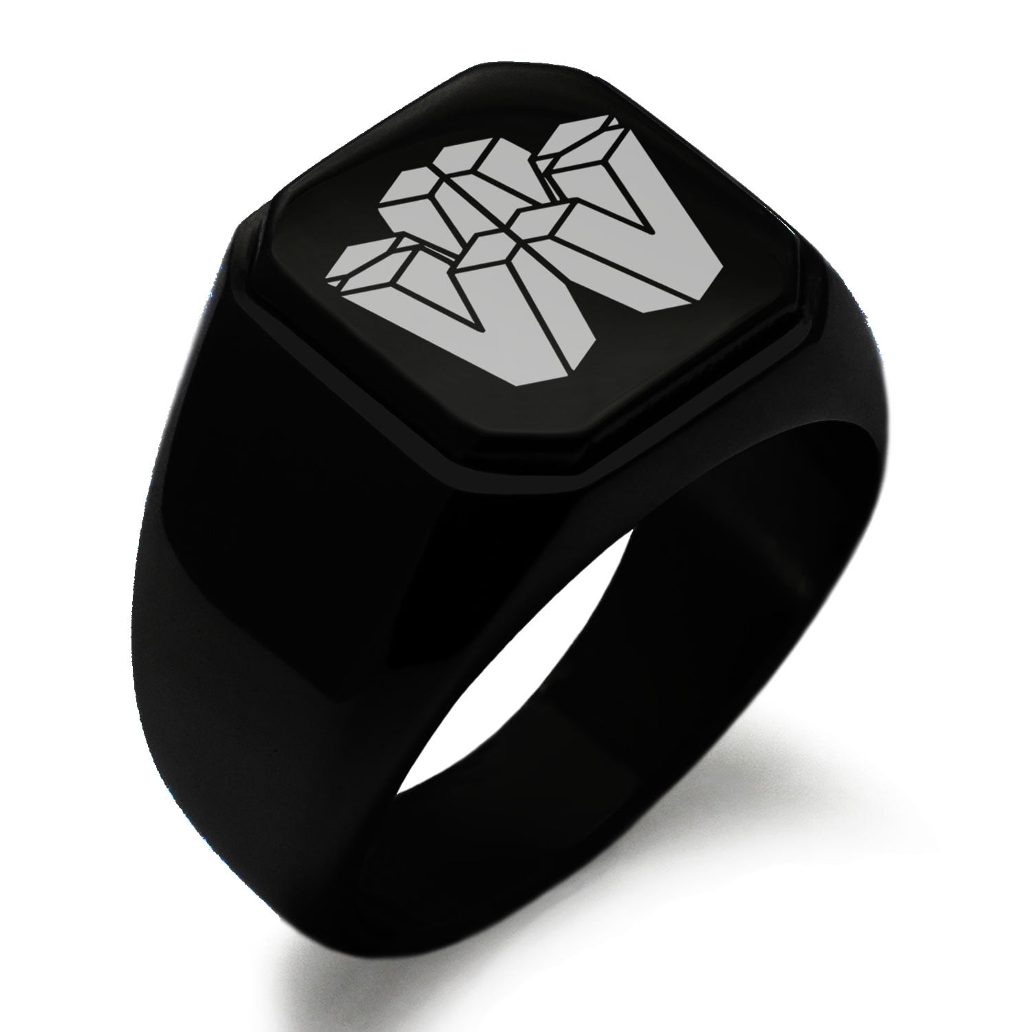 Stainless Steel Letter V Initial 3D Cube Box Monogram Engraved Engraved ...