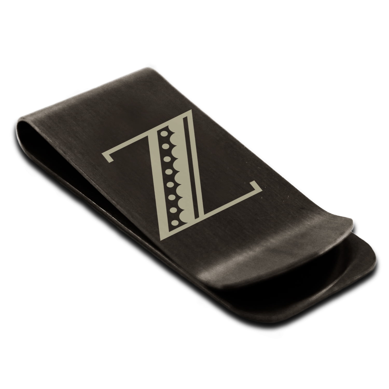 Stainless Steel Letter Z Initial Metro Retro Monogram Engraved Engraved ...